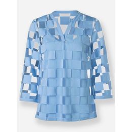 Heine Witt Damen 3/4-Arm-Shirt mit Ausbrenner-Optik, himmelblau-kariert, Gr&ouml;&szlig;e 46