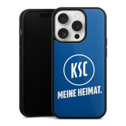 DeinDesign iPhone 15 Pro Handy Gallery Case Handyh&uuml;lle 9H Geh&auml;rtetes Glas R&uuml;ckseite H&uuml;lle Karlsruher Sc Statement Ksc Gallery Case