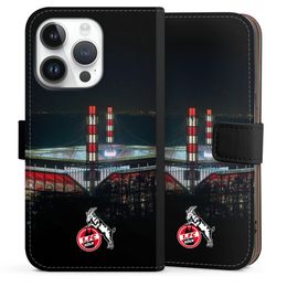 DeinDesign iPhone 14 Pro Handy Klapph&uuml;lle Handyh&uuml;lle aus Kunst Leder schwarz Flip Case Stadium 1. Fc K&ouml;ln Official Licensed Product Sideflip mit langer Lasche
