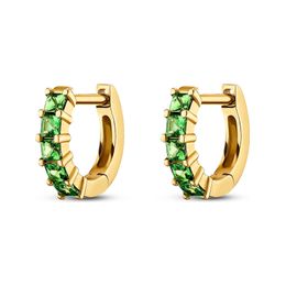 GUIA Paar Creolen Damen-Creolen 585er Gelbgold 10 Tsavorit (Paar), gelb|goldfarben