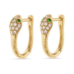 GUIA Paar Creolen Damen-Creolen 585er Gelbgold 4 Tsavorit (Paar), gelb|goldfarben