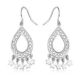 Materia Paar Ohrhänger Damen Silber Ornament Sterne Chandelier SO-282, 925 Sterling Silber, rhodiniert, silberfarben