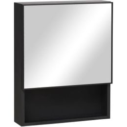 Spiegelschrank, 2 Innenböden, offenes Regalfach, Stahlgehäuse, schwarz, 46 x 13,5 x 58 cm - Schwarz - kleankin
