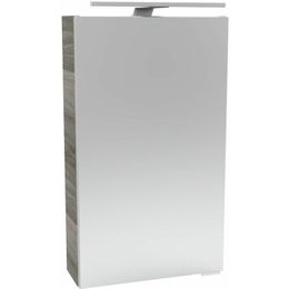 Fackelmann Luxor Spiegelschrank mit LED-Beleuchtung – Alibertschrank für Bad und Gäste-WC (40 x 68 x 15,3 cm) – sbc Badschrank mit Spiegel in Holz Grau – Tür