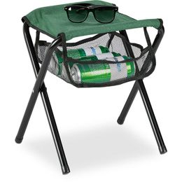 Klapphocker, mit Tasche, bis 120 kg belastbar, faltbar, leicht, Campinghocker HxBxT: 39 x 29 x 35 cm, grün - Relaxdays