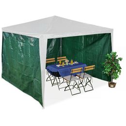 Seitenteile für Pavillon, 3er Set, 2x3 m, wasserdicht, mit Klettverschluss, pe, ohne Fenster, dunkelgrün - Relaxdays