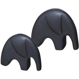 Atmosphera - Set aus 2 Elefantenstatuetten - Keramik - schwarz - H15 -5 cm Schwarz