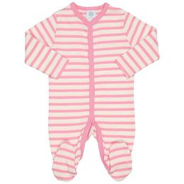 Sanetta - Strampler BABY BASIC mit Fuß gestreift in weiß/rosa, Gr.68