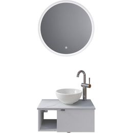 Saphir Badmöbel-Set Serie 6915, (4-St), Gäste-Bad, 70 cm breit, mit LED-Spiegel, offenem Fach und 1 Tür, weiß