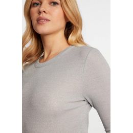 Rich & Royal Rich & Royal Longsleeve aus glitzerndem Lurex, grau