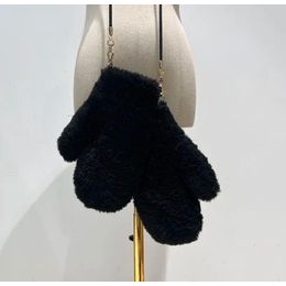 Nysashop Baumwollhandschuhe Fäustlinge Handschuhe Felloptik I Teddyfleece