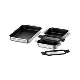 Bosch Pro Induction Flex Pfannen-Set HEZ9FF040, 4-teilig edelstahl/schwarz, 1x groß, 1x medium, 2x klein mit Glasdeckel Material: Edelstahl / Glas Anzahl Teile: 4 -teilig Besteht aus: 1x Pfanne groß, 1x Pfanne medium, 2x Pfanne klein, 2x Glasdeckel klein Anmerkungen: Groß inkl. Griffe 45 x 26cm, Boden 35 x 22cm, Medium inkl. Griffe 30 x 22cm, Boden 20 x 19cm, Klein inkl. Griffe 30 x 11cm, Boden 20 x 7,5