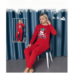Selef Creation Pyjama Damen Pyjama Schlafanzug Baumwolle Christmas Weihnachten (2)