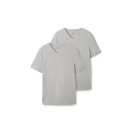 Tom Tailor Denim Herren T-Shirt im Doppelpack mit Viskose, grau, Uni, Gr. S
