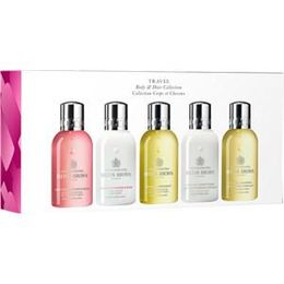 Molton Brown Produktsets Reise-Sets Travel Body & Hair Collection Delicious Rhubarb & Rose Body Lotion 100 ml + Delicious Rhubarb & Rose Bath & Shower Gel 100 ml + Orange & Bergamot Bath & Shower Gel 100 ml + Purifying Shampoo With Indian Cress 100 ml + Purifying Conditioner With Indian Cress 100 ml