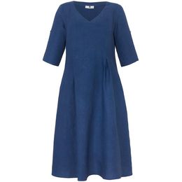 Kleid 3/4-Arm aus 100% Leinen Anna Aura blau