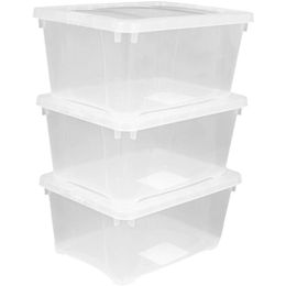 Spetebo - Kunststoff Aufbewahrungsbox transparent - 8 l / 3er Set - Universal Klasicht Box mit Deckel 37 x 26 cm - Multibox Lagerbox Sammelbox