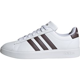 Adidas Grand Court 2.0 Sneaker, Cloudfoam Comfort, Lederoptik, für Damen, weiß, 38 2/3