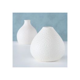 Boltze Dekovase 2er Set "Salina" aus Keramik in weiß