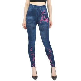 dy_mode Jeggings Damen Jeggings Leggings in Jeans Optik High Waist Jeansleggings Bequem mit elastischem Bund