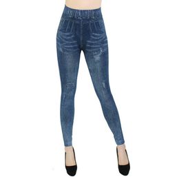 dy_mode Jeggings Damen Jeggings High Waist Leggings in Jeans Optik BequemJeansleggings mit elastischem Bund