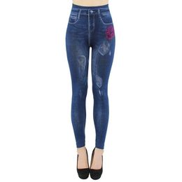 dy_mode Jeggings Damen Jeggings High Waist Leggings in Jeans Optik BequemJeansleggings mit elastischem Bund