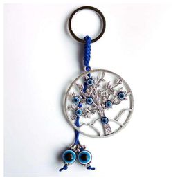 Saraswati Schlüsselanhänger Schlüsselanhänger "Baum des Lebens / Nazar" Metall- und Glas Anhänger