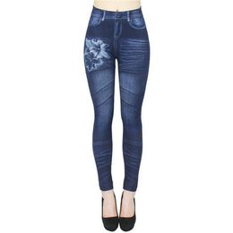 dy_mode Jeggings Damen Leggings in Jeans Optik Jeggings High Waist Jeansleggings Bequem mit elastischem Bund