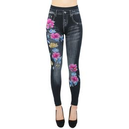 dy_mode Jeggings Damen Leggings in Jeans Optik Jeggings High Waist Jeansleggings Bequem mit elastischem Bund