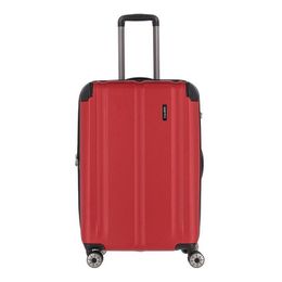 Travelite Trolley CITY 4w Trolley M, 4 Rollen, Reisekoffer Koffer mittel groß Reisegepäck mit erweiterbarem Volumen, rot