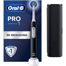 Oral-B Elektrische Zahnbürste PRO Series 1, Aufsteckbürsten: 1 St., Drucksensor, schwarz