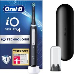 Oral-B Elektrische Zahnbürste iO 4, Aufsteckbürsten: 1 St., mit Magnet-Technologie, 4 Putzmodi, Reiseetui, schwarz