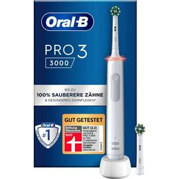 Oral-B Elektrische Zahnbürste Pro 3 3000, Aufsteckbürsten: 2 St., 3 Putzmodi, weiß
