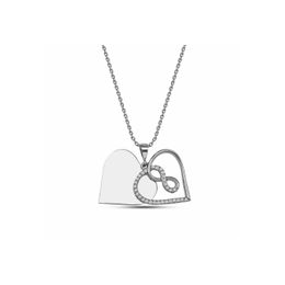 dKeniz Kette mit Anhänger 925/- Sterling Silber Herzkette, weiß