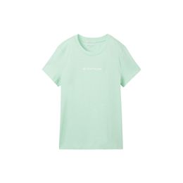 Tom Tailor Mädchen T-Shirt mit Bio-Baumwolle, grün, Logo Print, Gr. 152