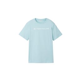 Tom Tailor Jungen T-Shirt mit Bio-Baumwolle, grün, Logo Print, Gr. 152