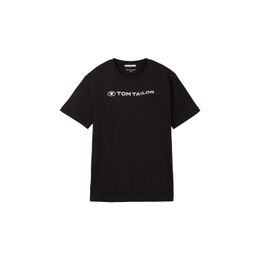 Tom Tailor Jungen T-Shirt mit Bio-Baumwolle, schwarz, Logo Print, Gr. 152