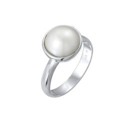 NENALINA Ring Damenring Mabe Perle Klassisch 925 Sterling Silber (Farbe: Silber, Größe: 58 mm)