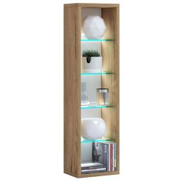 Vcm Holz Wandregal Hängeregal Regal Bücherregal Wandboard Deko Glas Rasato L (Farbe: Honig-Eiche)