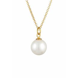 NENALINA Halskette Perlen Anhänger Rund Klassik 925 Silber (Farbe: Gold, Größe: 45 cm)