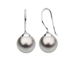 NENALINA Ohrringe Hänger Basic Synthetische Perle 925 Silber (Farbe: Grau)