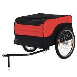 HOMCOM Transportanhänger fürs Fahrrad (Farbe: rot, schwarz)