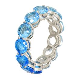 Fashionbox Ring Messing Zirkonia blau Diamantiert (Größe: 056 (17,8))