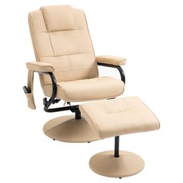 HOMCOM Fernsehsessel Entspannung-Pur, Sessel und Hocker drehbar (Farbe: cremeweiß)