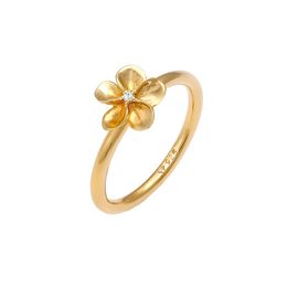 NENALINA Ring Frangipani Blüte Blume Zirkonia 925 Silber (Farbe: Gold, Größe: 58 mm)