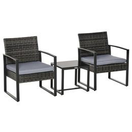 Outsunny Polyrattan Sitzgruppe als 5-tlg. Set (Farbe: grau)