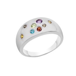 Celesta Silber Ring 925/- Sterling Silber Amethyst, Blautopas, Citrin, Granat, Rauchquarz multi Glänzend (Größe: 056 (17,8))