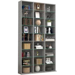 Vcm Holz CD DVD Standregal Bücherregal Raumteiler Deko Regal Glas Zilas XL (Farbe: Beton-Optik)