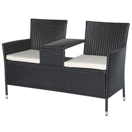 Outsunny Polyrattan Gartenbank (Farbe: schwarz)