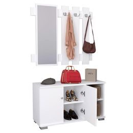 Vcm 2-tlg. Holz Sitzbank Schuhschrank Schuhregal Garderobe Dielenmöbel Gados XL (Farbe: Weiß)